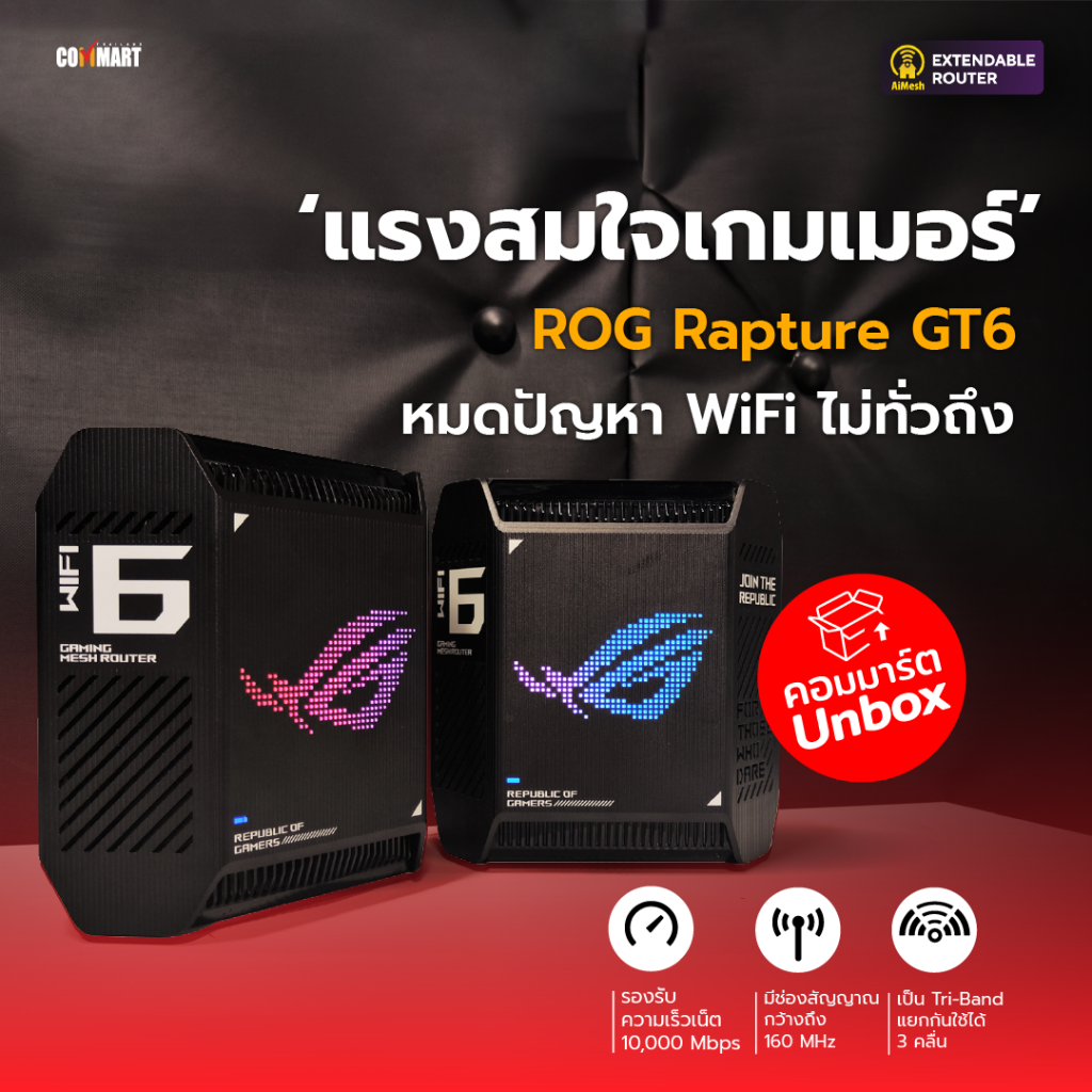 ROG Rapture GT6 หมดปัญหา WiFi ไม่ทั่วถึงด้วย Extendable Router