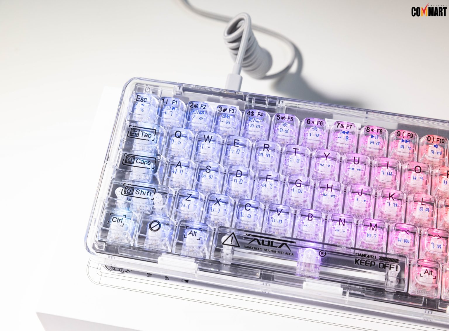 รีวิว : AULA F68 คีย์บอร์ดสีใส ไร้สาย มาพร้อมไฟ RGB
