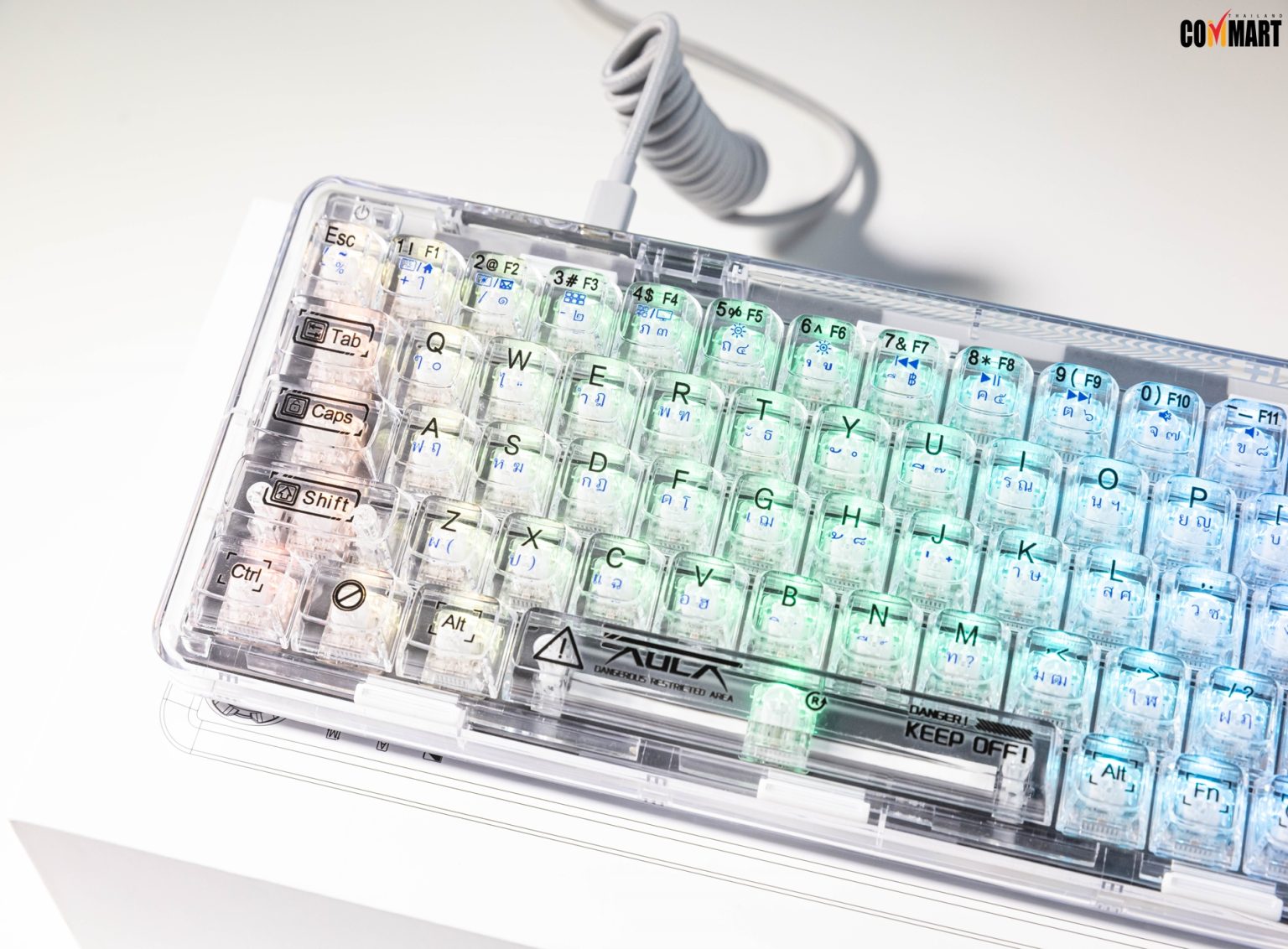 รีวิว : AULA F68 คีย์บอร์ดสีใส ไร้สาย มาพร้อมไฟ RGB