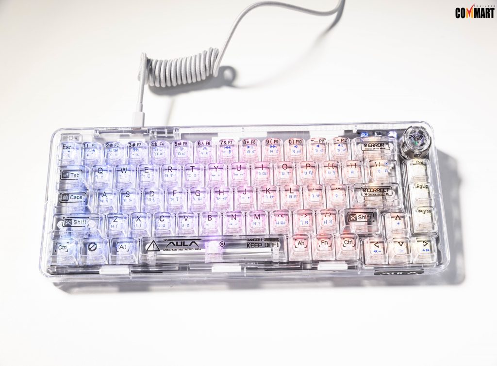 รีวิว : AULA F68 คีย์บอร์ดสีใส ไร้สาย มาพร้อมไฟ RGB