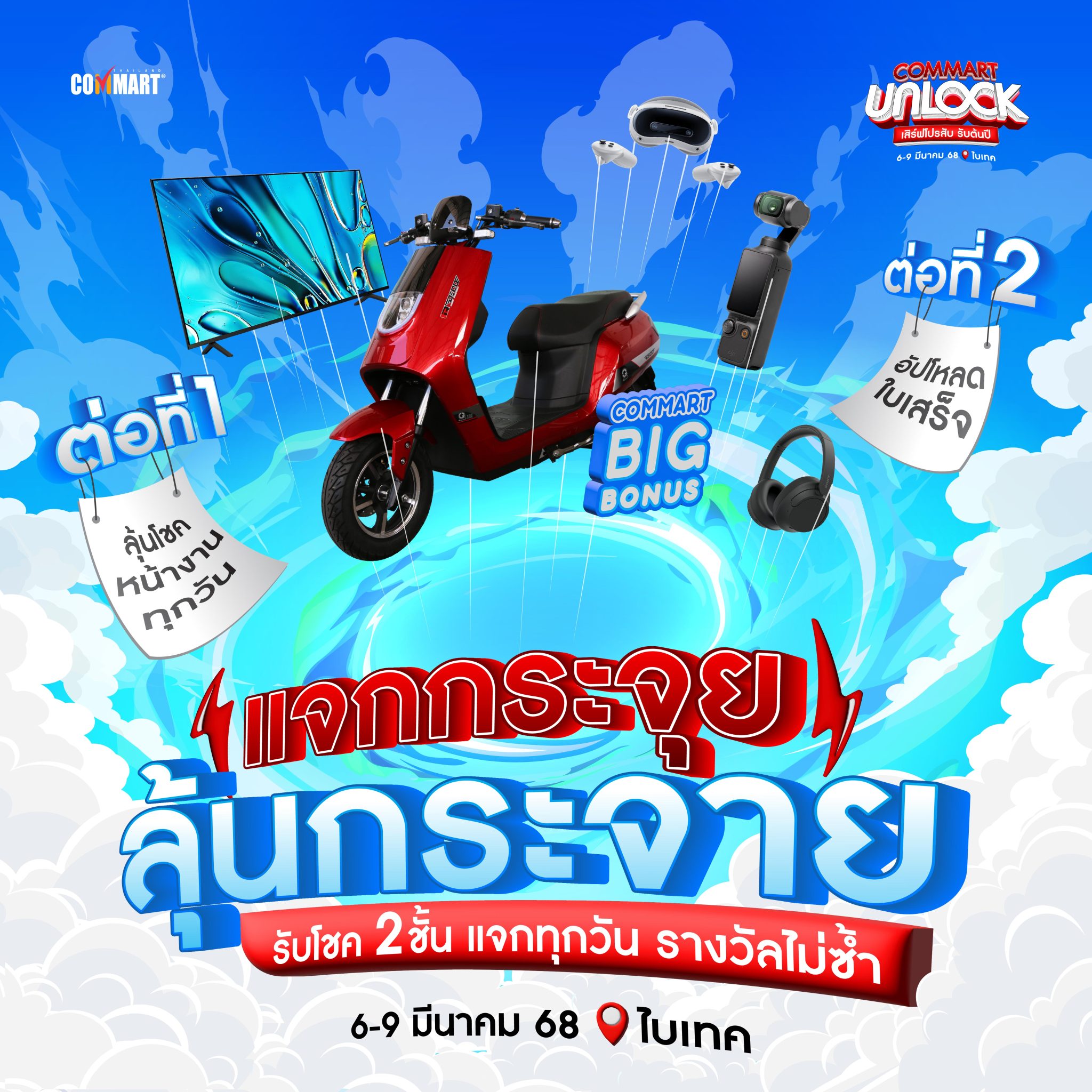 Commart Unlock จัดโปรแรง แจกรางวัล Big Bonus ลุ้นโชค 2 ต่อ